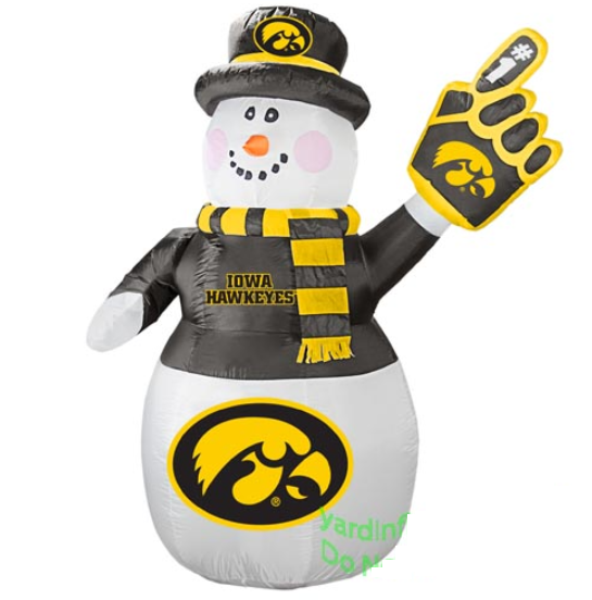 7' Air Blown LED Lighted Inflatable NCAA Iowa Hawkeyes Snowman Yard ...