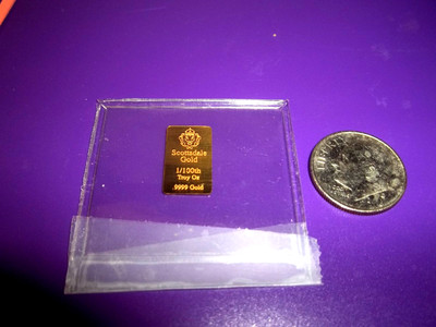 24K GOLD BAR 1/100TH TROY OZ .9999 PURE GOLD PREPPER TINY BAR | eBay