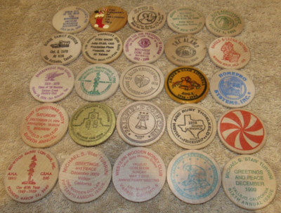 Lot of 25 Vintage Wooden Dollars - #9 Tokens Large Wooden Nickels | eBay