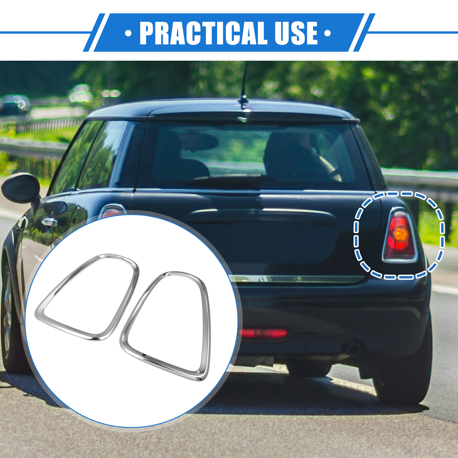 1 Pair Taillight Trim Rings for Mini Cooper R58 Coupe 2011-2015 Silver ...