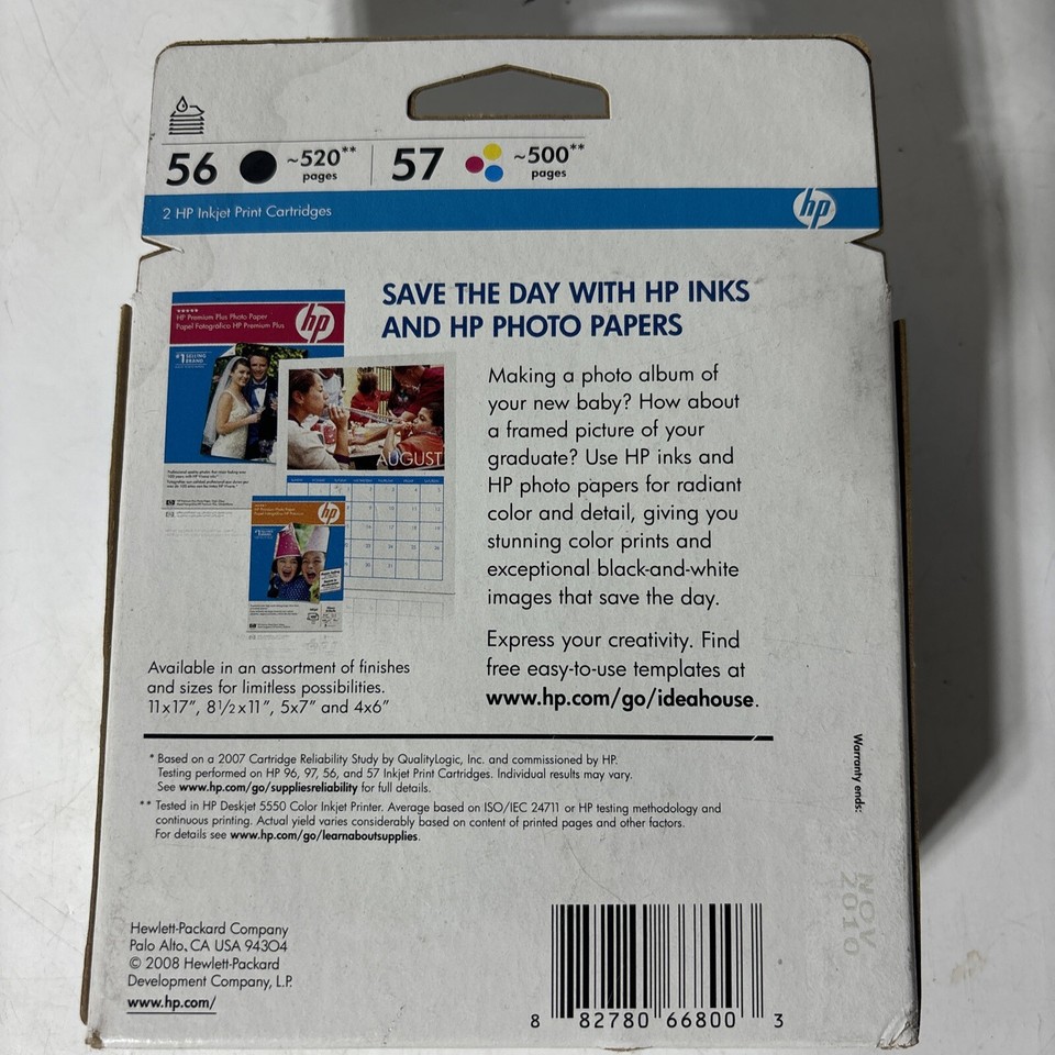 GENUINE NEW HP 56 57 Ink Cartridge 2-Pack for DeskJet 5150 5550 5850 ...