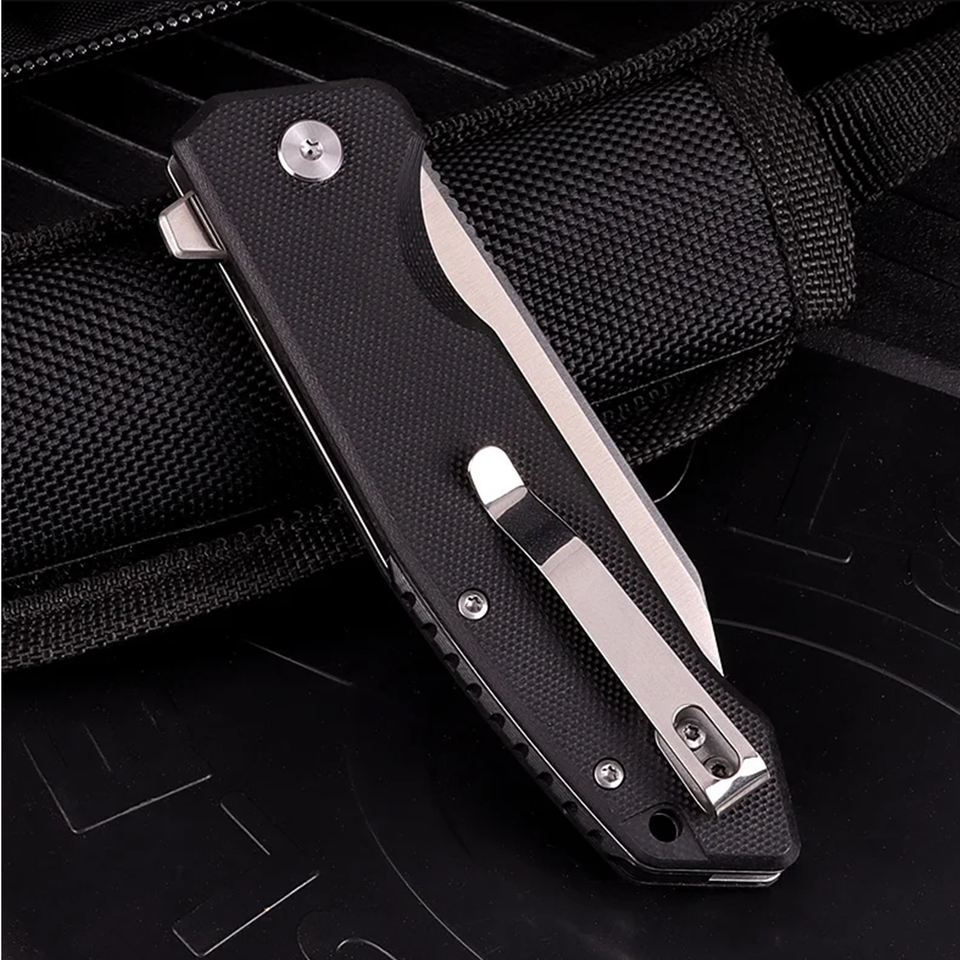 Tactical Folding Pocket Knife 3.5" D2 Drop Blade G10 Handle W/Clip Men ...