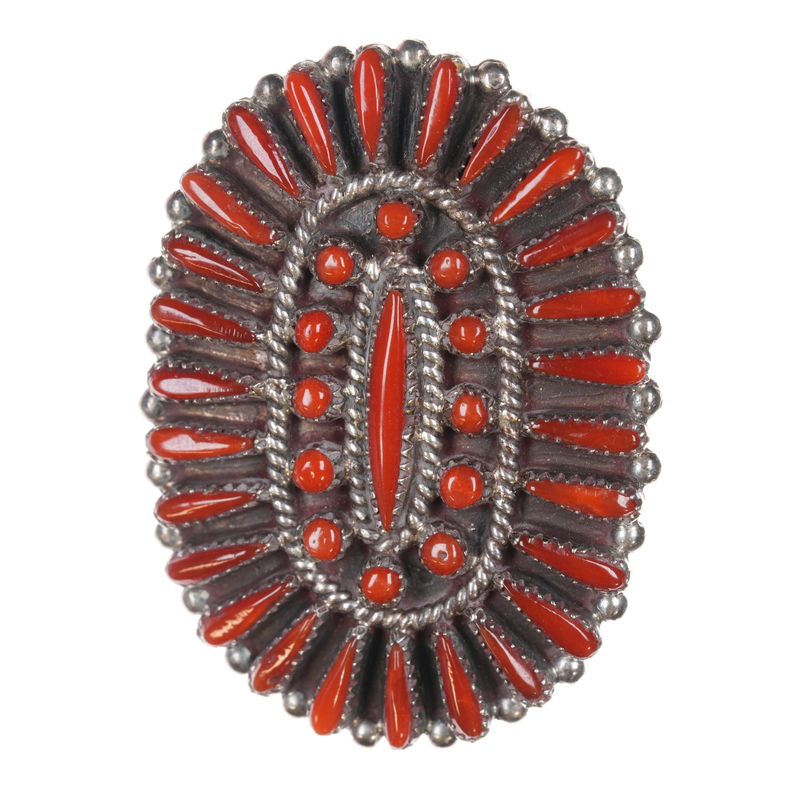 Sz6.75+ Adjustable Vintage Sterling coral zuni cluster ring | eBay