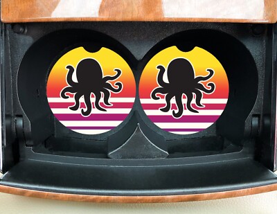 Retro Sunset Octopus Car Coasters 2 pk | eBay