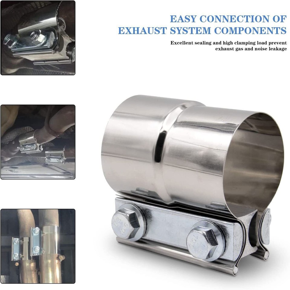 2PCS 2" Lap Joint Exhaust Band Clamp Muffler Sleeve Coupler Stainless ...