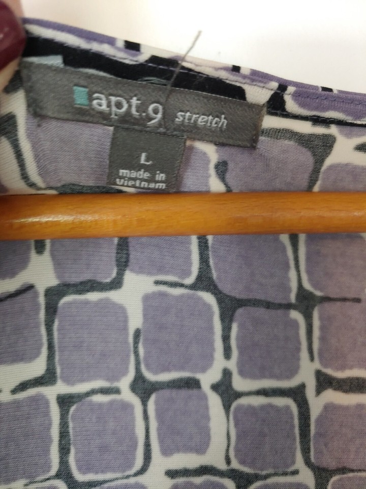 Apt. 9 size Large Faux Wrap Dress Purple Black White Stretch | eBay