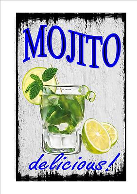 Mojito Cocktail Novelty Metal Door Wall Sign Kitchen Sign Pub Sign ...