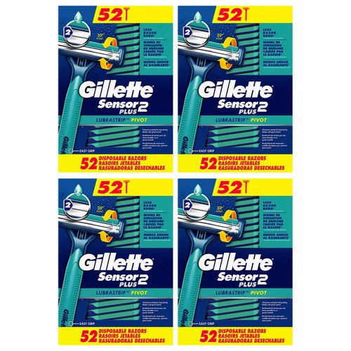 Pack of (4) New Gillette Custom Plus Disposable Razor - 52 Count ...