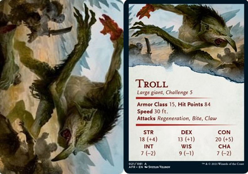 1x Art Series (21/81) - Troll STATS MTG Adventures in the Forgotten ...