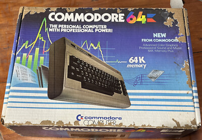 Commodore 64 computer in original box, with user’s guide, Power Cables ...