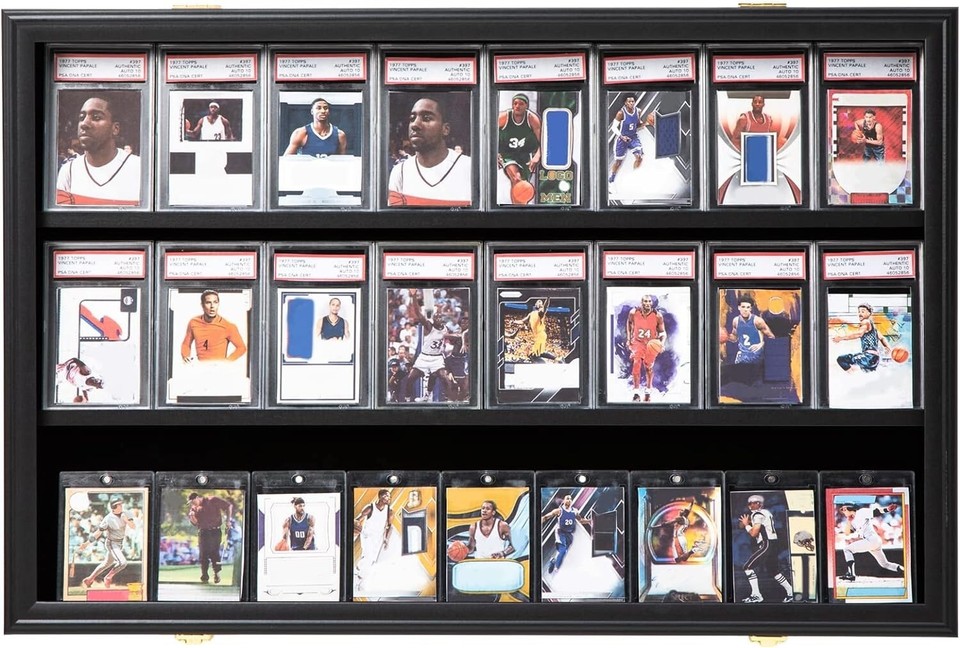 Graded Trading Card Display Case 24 Sport Baseball Football PSA Slabs ...