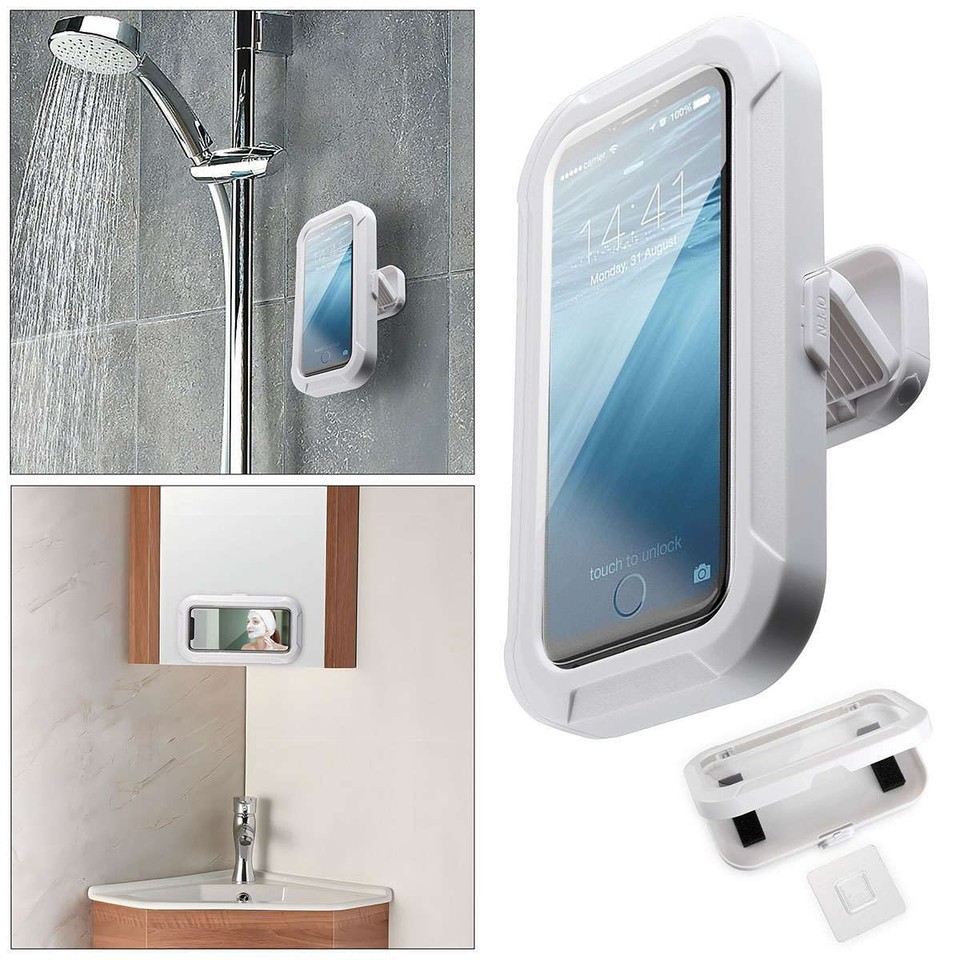 Waterproof Shower Phone Holder 360° Rotation Touchable Wall Mount Phone ...