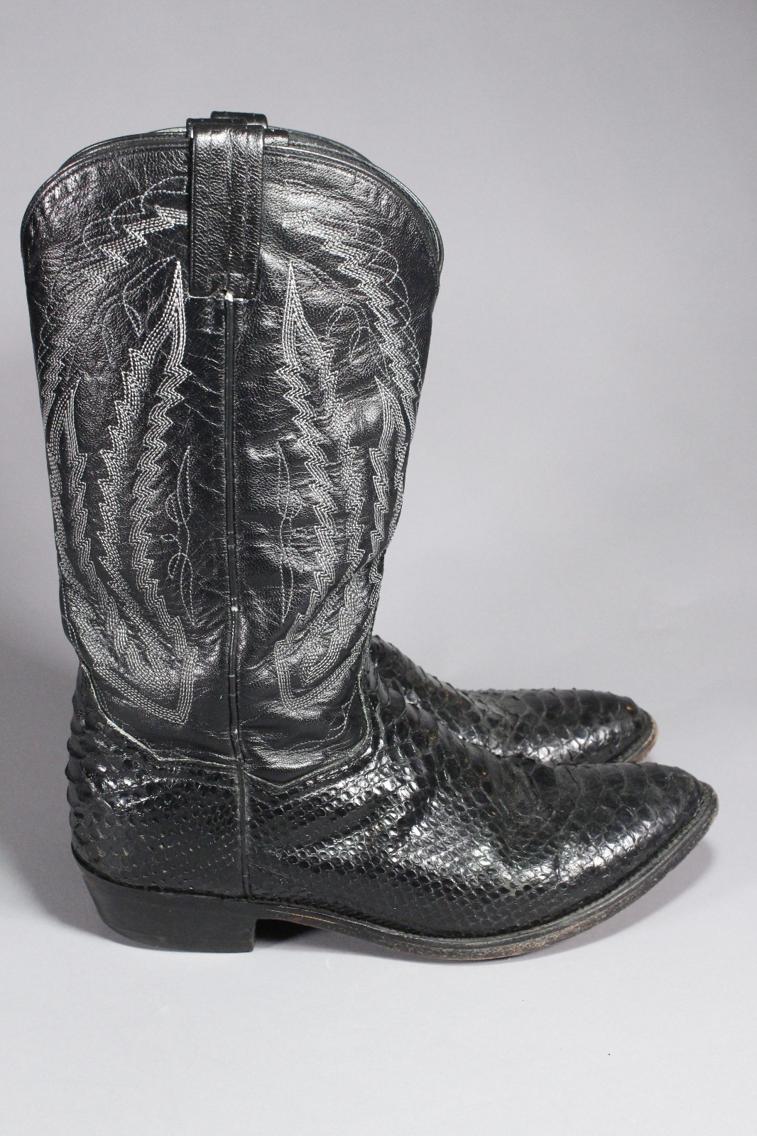 Dan Post Python Cowboy Western Boots Mens Sz 11 EW Black Leather ...
