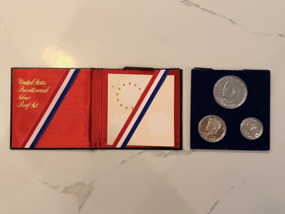 U.S. BICENTENNIAL SILVER PROOF SET 1776-1976 - 3 Coins 40% Silver | eBay