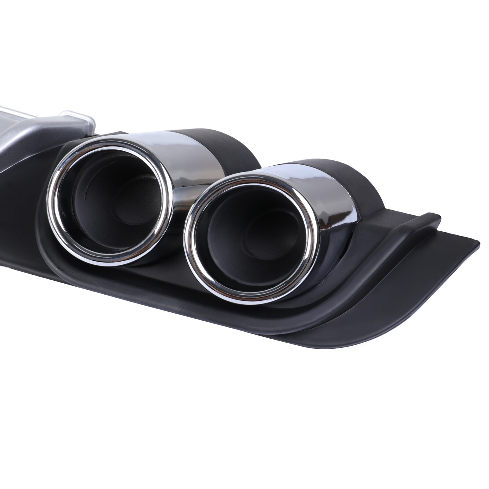 Universal Rear Bumper Lip Splitter Spoiler Chrome Diffuser Exhaust Pipe ...