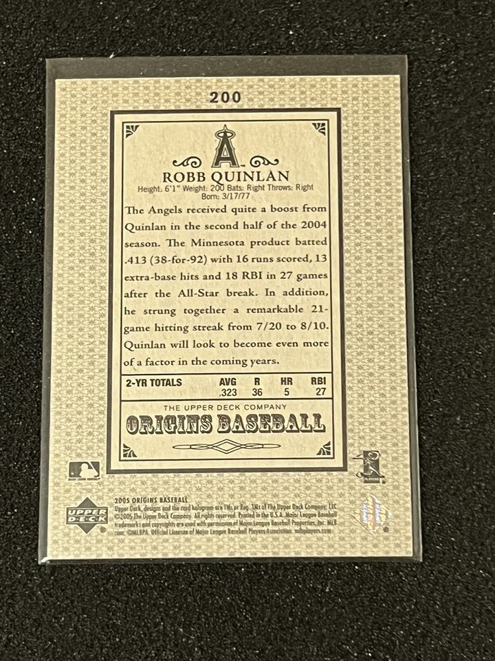 Robb Quinlan 2005 Upper Deck Origins Old Judge Gold #d /20 Angels #200 ...