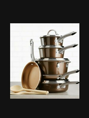 Ayesha Curry Cookware Set Non-Stick Oven Safe Aluminum Brown Sugar 12 ...
