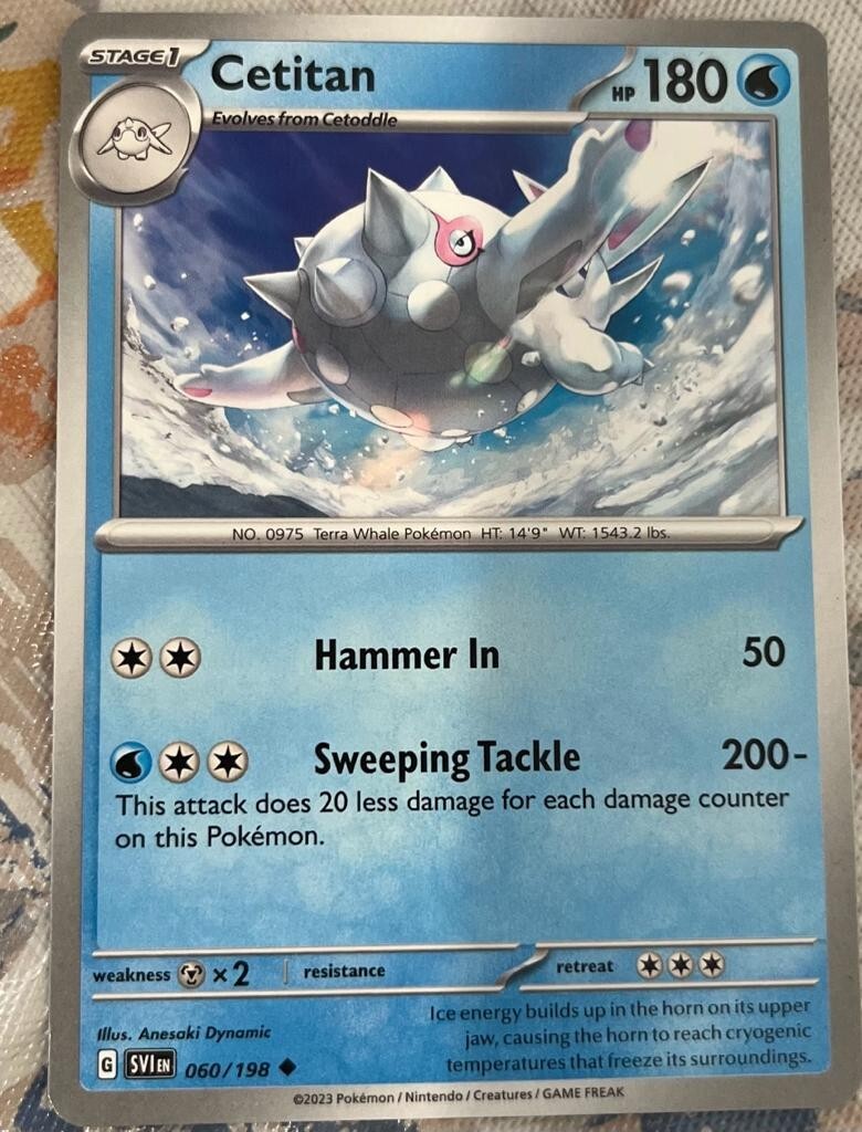 cetitan pokemon card 180hp stage 1 hammer in sweeping tackle ...