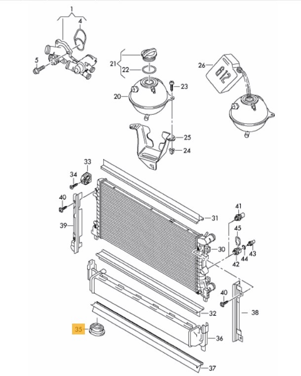 NEW GENUINE VOLKSWAGEN AUDI SEAT SKODA RADIATOR LOWER MOUNT RUBBER ...