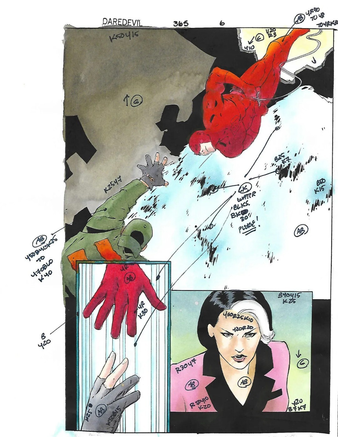 Original 1997 Daredevil 365 color guide art page:Marvel Comic ...