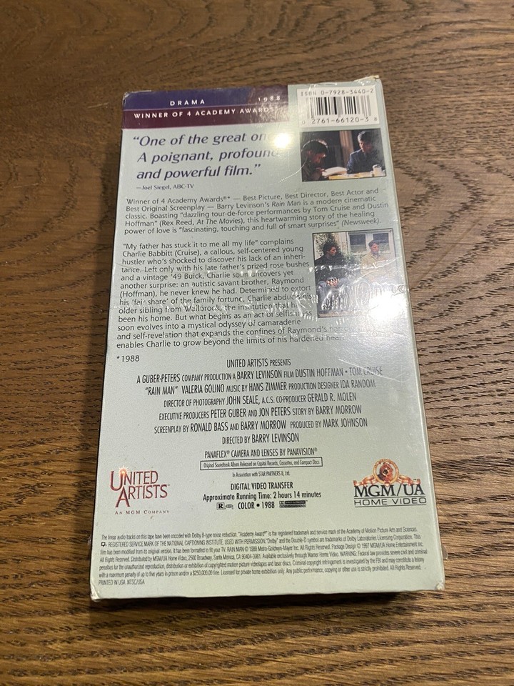 Rain Man VHS Sealed MGM Contemporary Classics Dustin Hoffman Tom Cruise ...