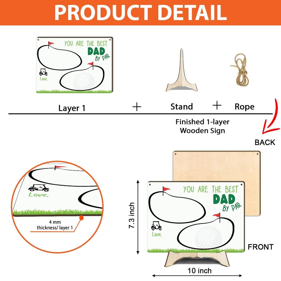 Best Dad By Par Golf Footprint Handprint 8x10in | eBay