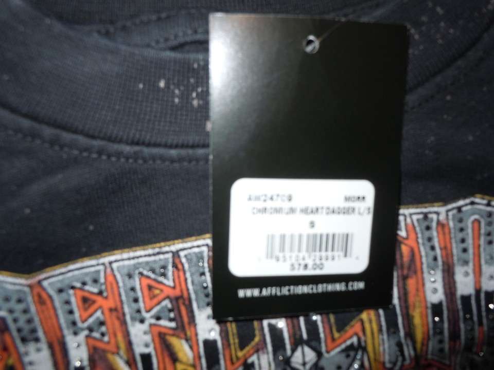 Affliction Ladies Long Sleeve Crew Sweater "Chromium Heart Dagger" NEW ...