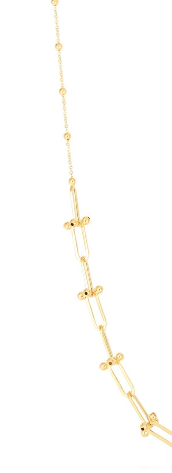 14k Yellow Gold Oval JAX Bead Cable Link Chain Necklace 16" - 18" 3 ...