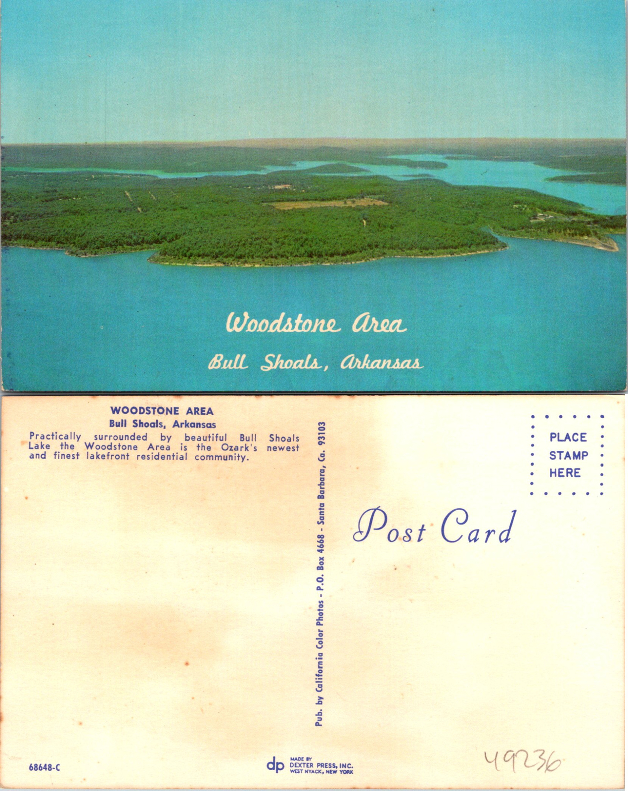 Woostone Area Bull Shoals Lake Ozarks AR Postcard Unused 49236 | eBay