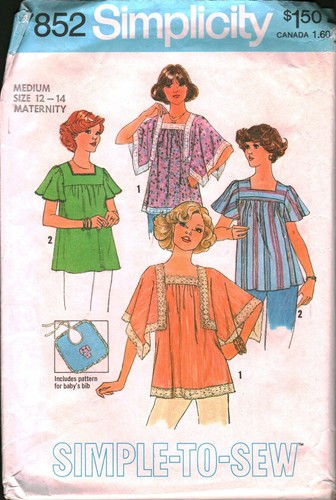 7852 Vintage Simplicity SEWING Pattern Misses 1970s Maternity Pullover ...