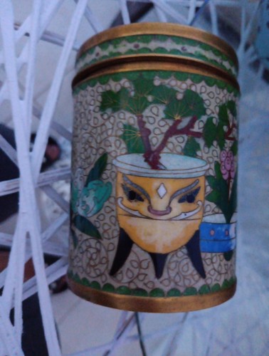 Vintage Chinese Closone Round Tea Candy Box Size 3,,1/2 X5 Beutifull ...