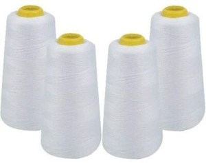 4 PACK of 6000 Yard each Spools WHITE Sewing Thread All Purpose 100% ...