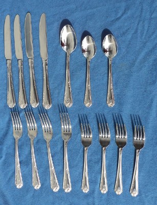 15 Pieces RETRONEU STAINLESS FLATWARE Unknown Pattern Decorated Handle ...