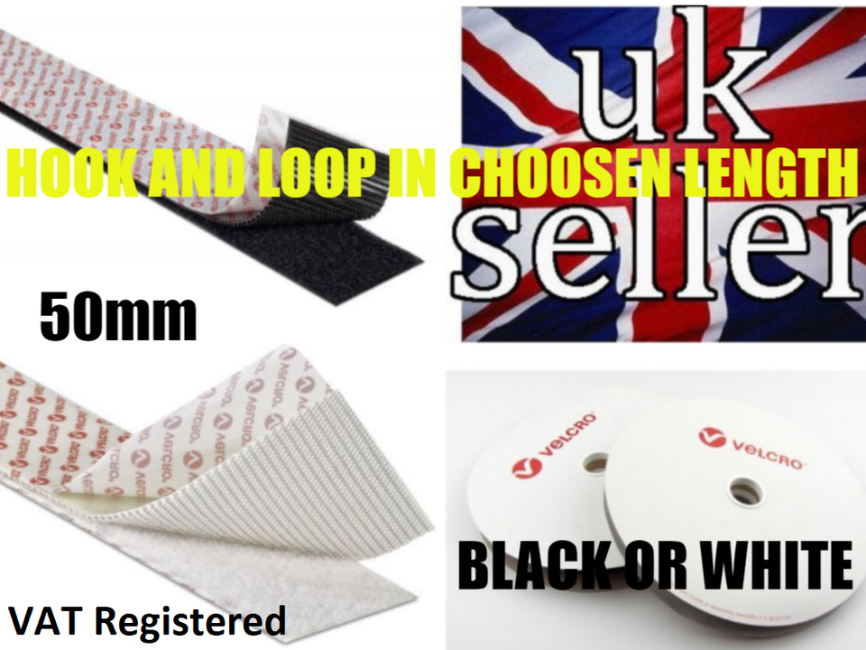 VELCRO ® Self Adhesive Tape Heavy Duty Hook and Loop 5cm Wide Sticky ...