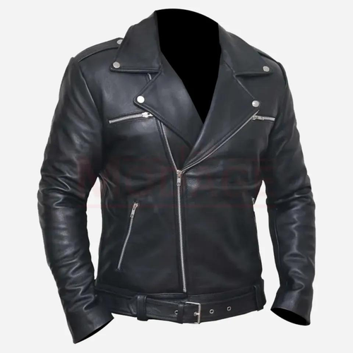 Negan Brando Biker Black PU Leather Jacket Motorcycle for Men | eBay