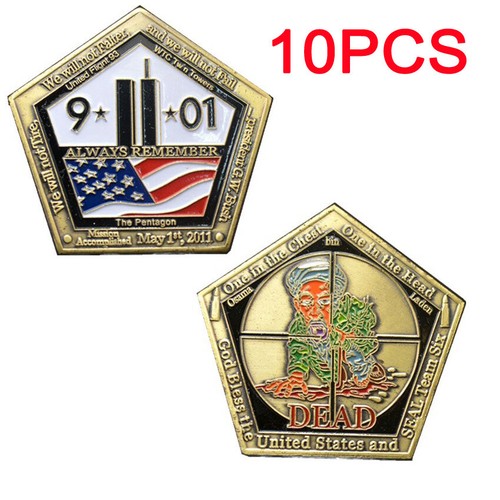 10PCS Forget Pentagon Plated Gold Iron Baking Paint Challenge Coin ...