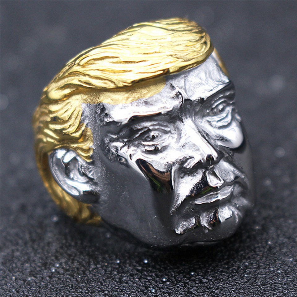 Silver Donald Trump Ring Gold US President Make America Great Again ...