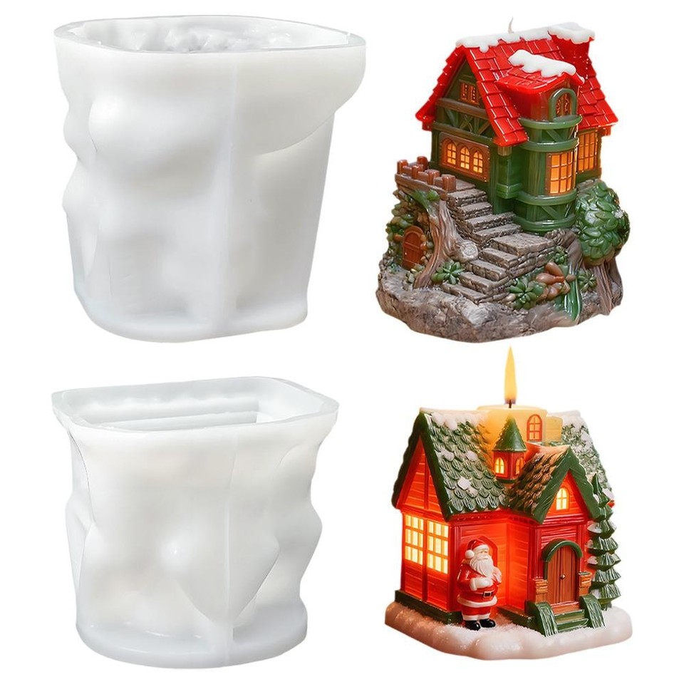 Christmas House Candle Mold DIY Micro Landscape Countryside Cottage ...