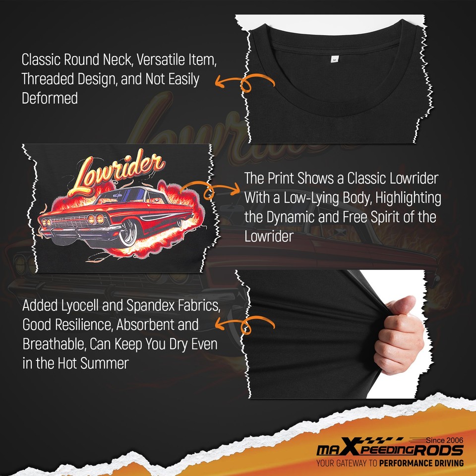 American Lowrider Flaming Car T-Shirt for Car Culture Fans Classic Fit ...