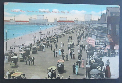 Rolling Chair Parade on Boardwalk Atlantic City NJ Unposted DB Postcard ...