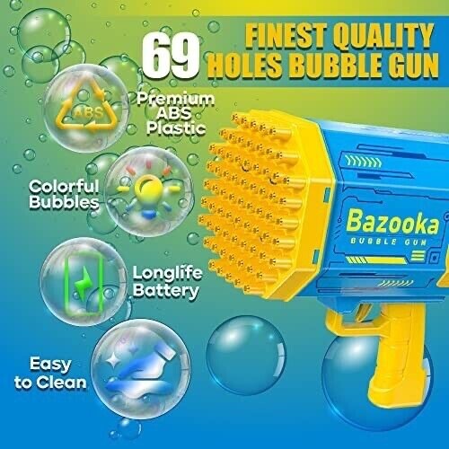 69-Holes Bubble Gun Bazooka Bubble Machine Bubble Launcher With ...