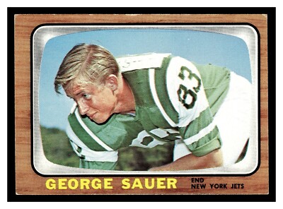 1966 TOPPS GEORGE SAUER #101 NEW YORK JETS HIGHER GRADE NO CREASES ...