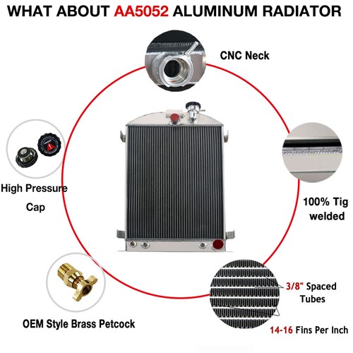 For 1935 1936 Ford Model A 28" Stock Height Chevy Engine 3-Row Aluminum ...