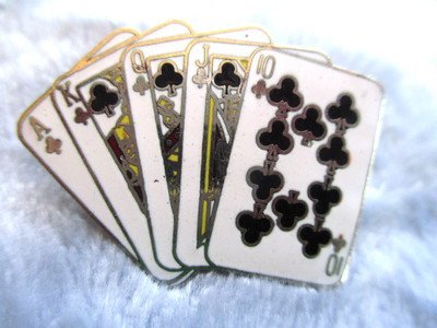 Poker Lapel Pin Aces High Straight Flush Gambling Card Player Hat Flair ...