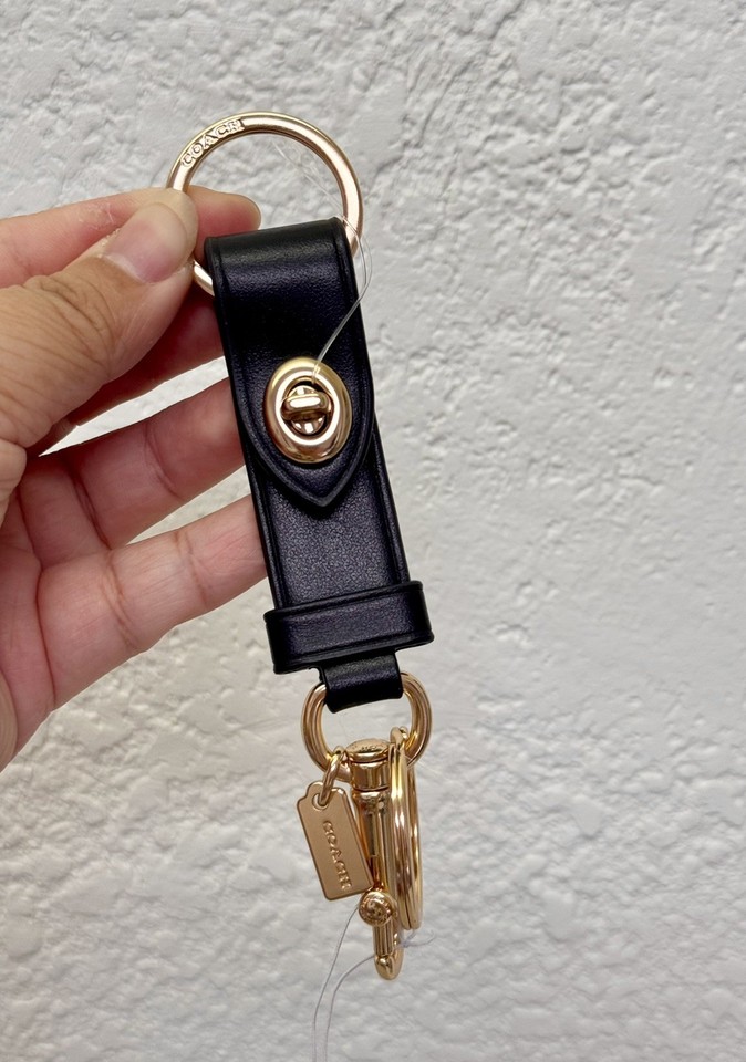 NWT Coach Leather Trigger Snap Bag Charm Black Valet Key Ring Fob | eBay