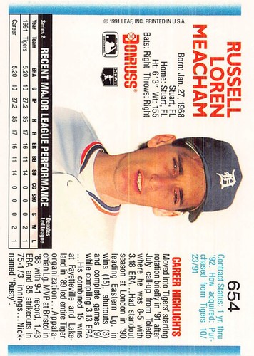 Rusty Meacham 1992 Donruss 654 Kansas City Royals Baseball Card | eBay