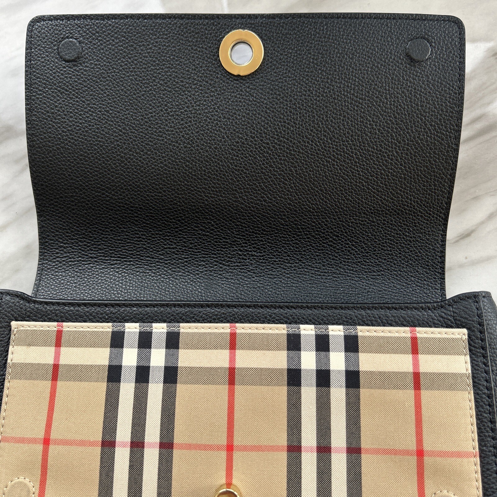 Burberry Note Crossbody Bag Leather with Vintage Chec… - Gem