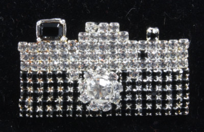 Brooch Pin, Camera - Black & Silver w/ crystals | eBay