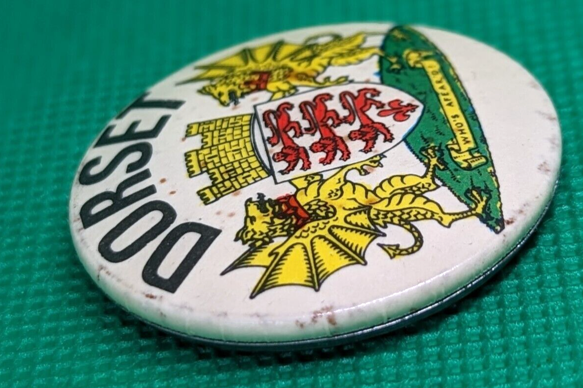 Vtg DORSET Dragons 1960's Coat of Arms Emblem Crest Shield Badge Pin ...