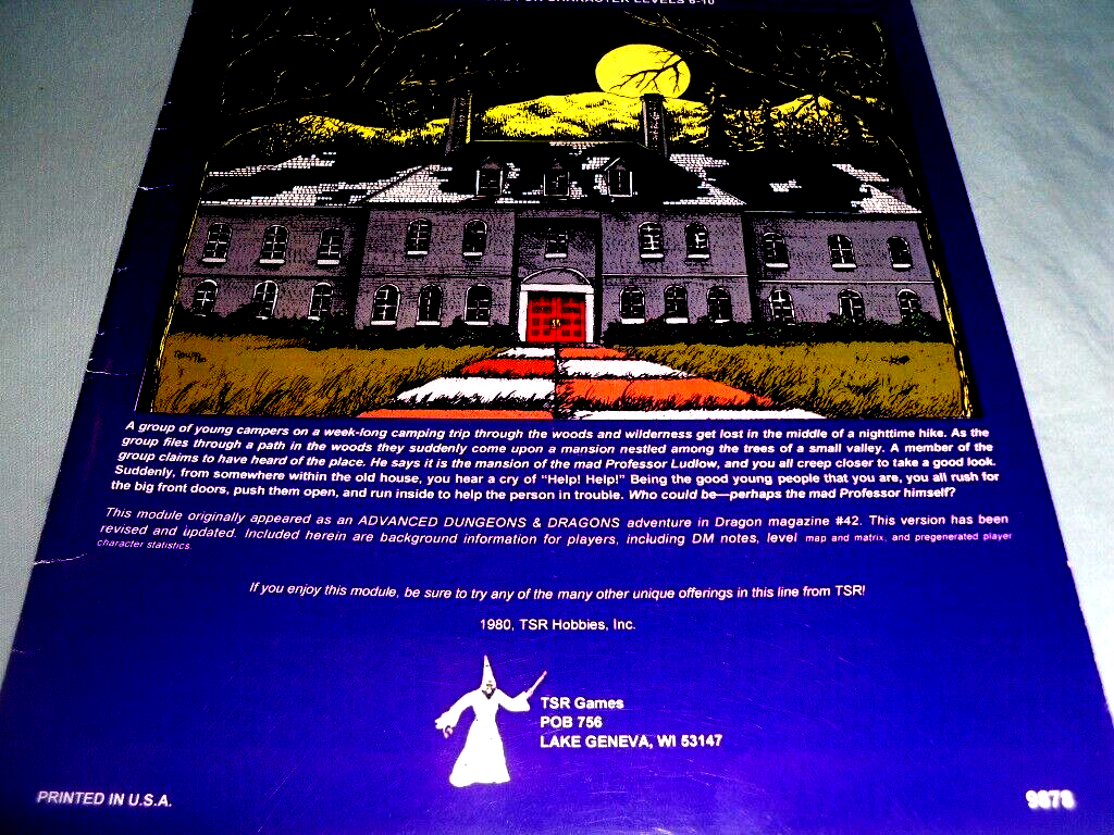 AD&D - J1 THE MANSION OF MAD PROFESSOR LUDLOW (ULTRA RARE TSR MODULE ...